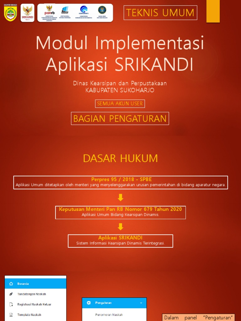 Modul Implementasi Aplikasi Srikandi (Teknis Umum) - Pengaturan | PDF