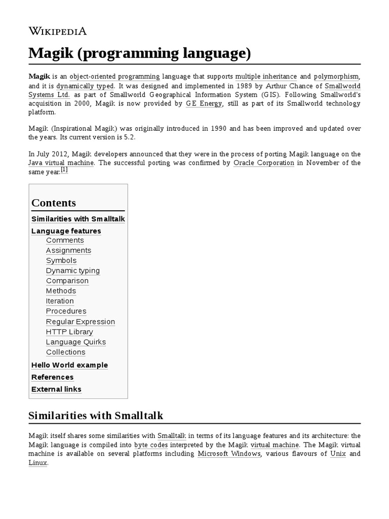 Magik (Programming Language) | PDF | Software Development | Information Age Magik (Programming Language) | PDF | Software Development | Information Age