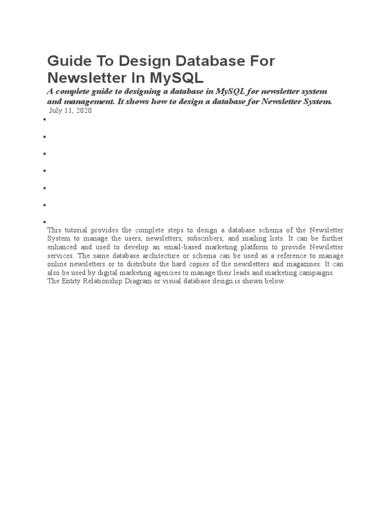 Guide To Design Database For Newsletter in MySQL | PDF | Database Index ...