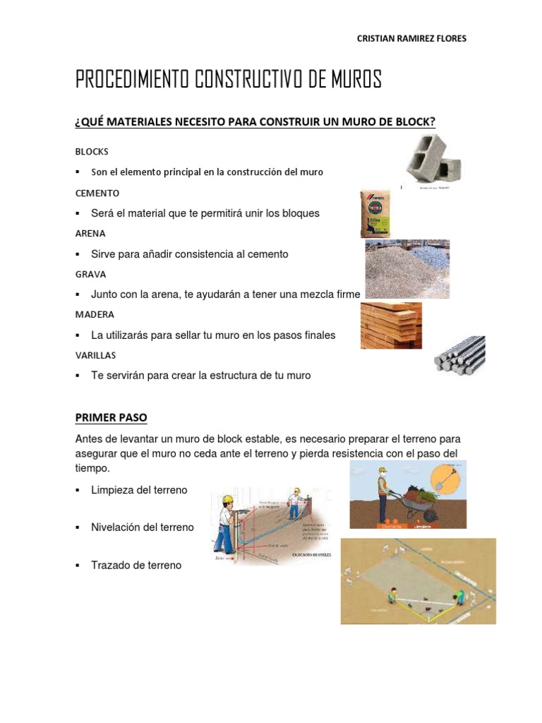 Procedimiento Constructivo de Muros | PDF