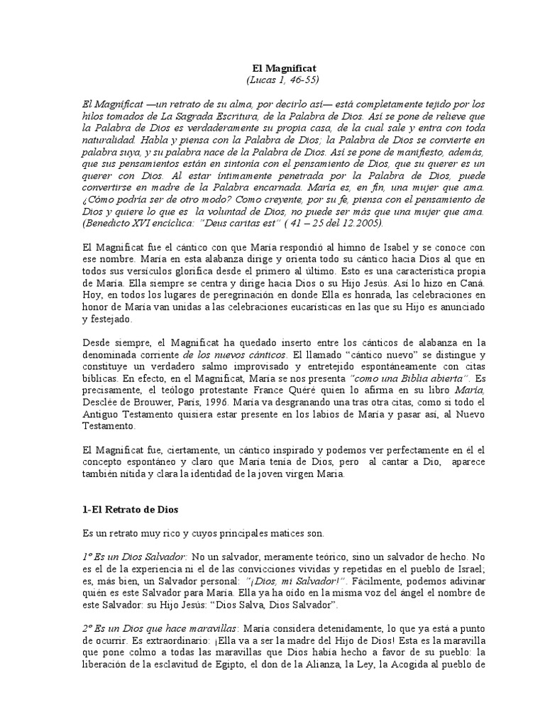 MAGNIFICAT Explicacion | PDF | María, madre de Jesús | Dios