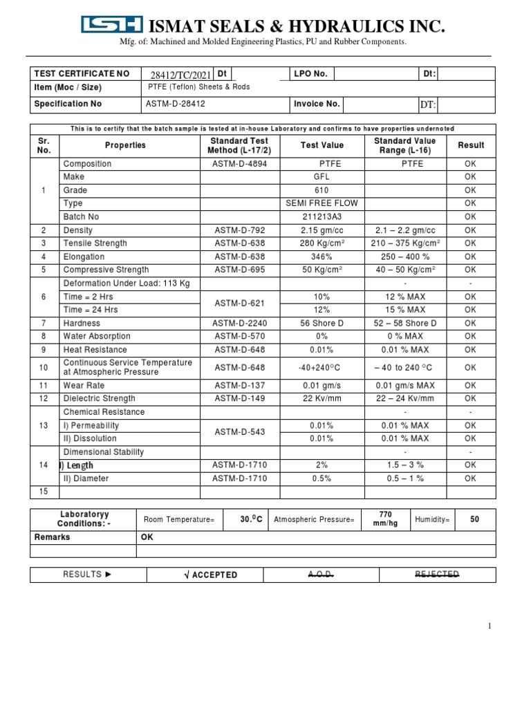 Ptfe Data Sheet | PDF | Civil Engineering | Building Engineering