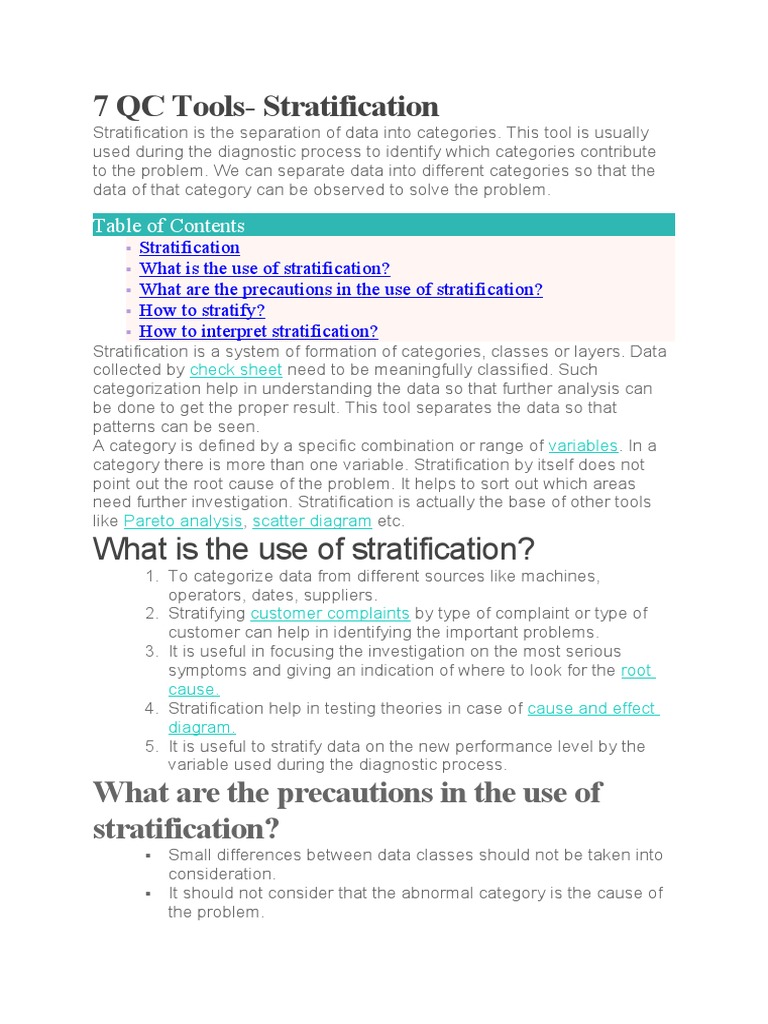 Stratification in 7 QC Tools Explained | PDF | Social Stratification | Data