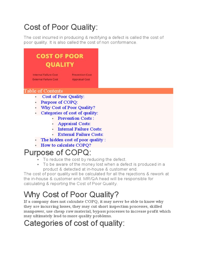 Cost of Poor Quality | PDF | Quality Assurance | Business