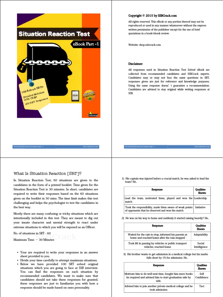 Situation Reaction Test Solved EBook Part 1 PDF | PDF | Test (Assessment)