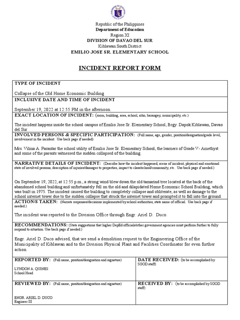 Incident Report Form | PDF