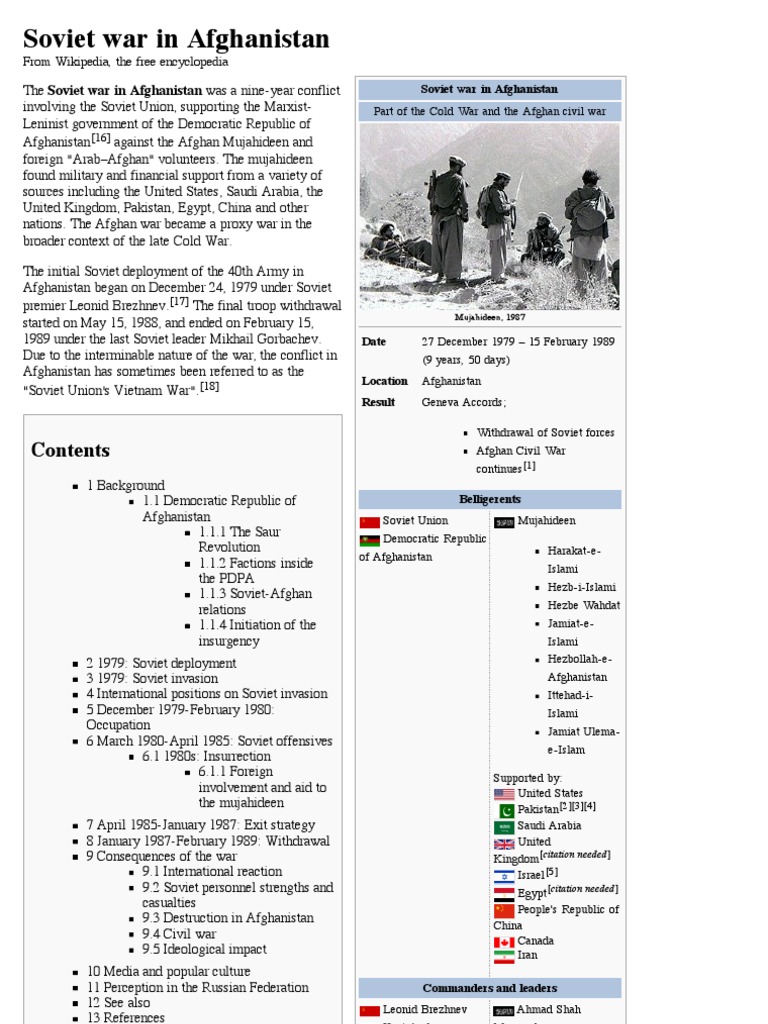 Soviet War in Afghanistan - Wikipedia, The Free Encyclopedia | PDF ...