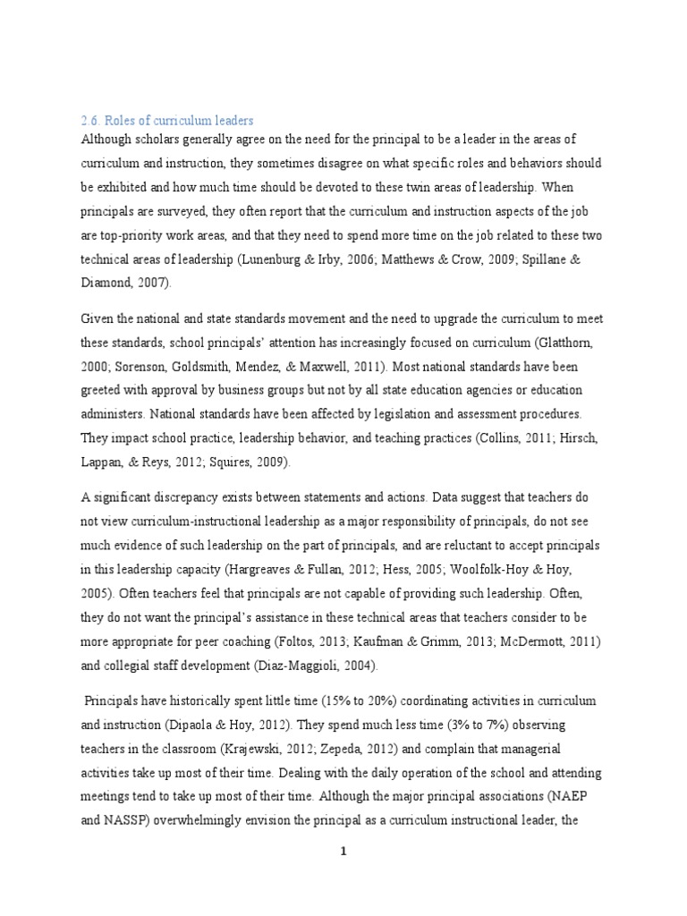 2.6. Roles of Curriculum Leaders | PDF | Teachers | Curriculum