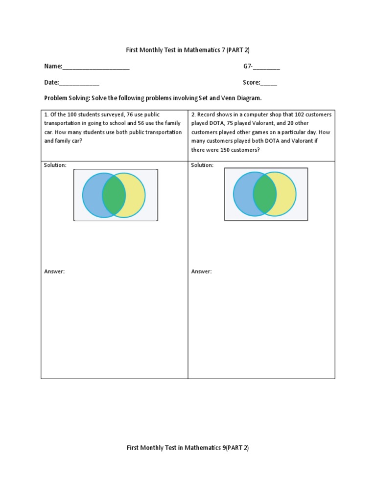 First Monthly Mathematics Test Results and Worked Solutions for Grades ...