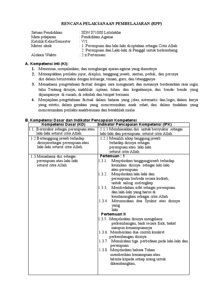 RPP Kelas 5 | PDF