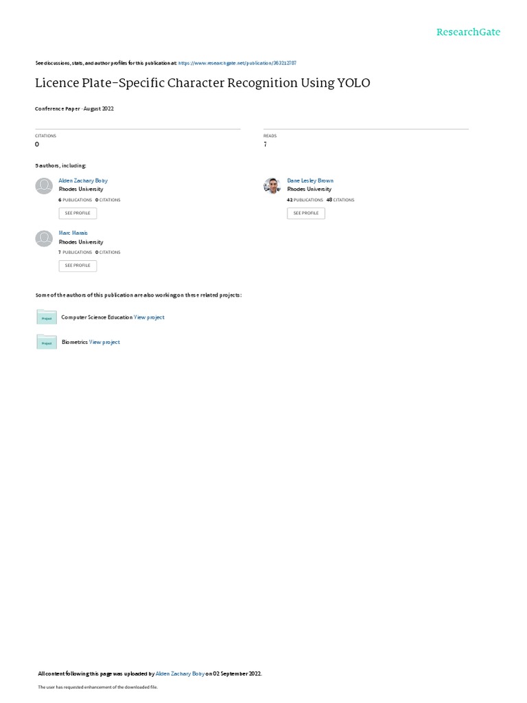 LicencePlate SpecificCharacterRecognitionUsingYOLO | PDF | Optical ...