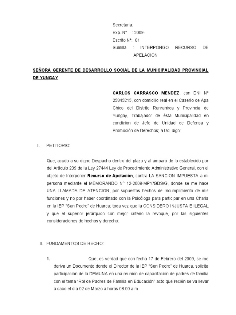 Recurso Ade Apelacion | PDF | Gobierno | Instituciones sociales