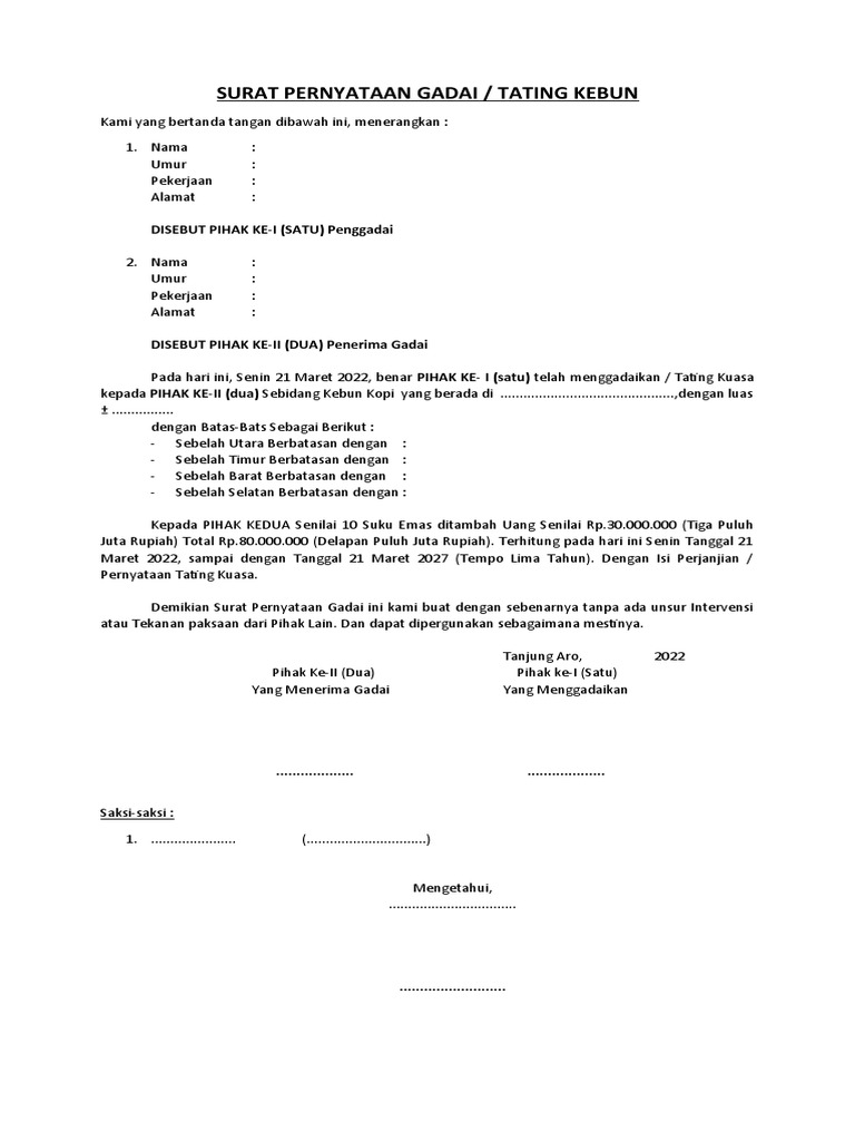 Surat Keterangan Gadai | PDF