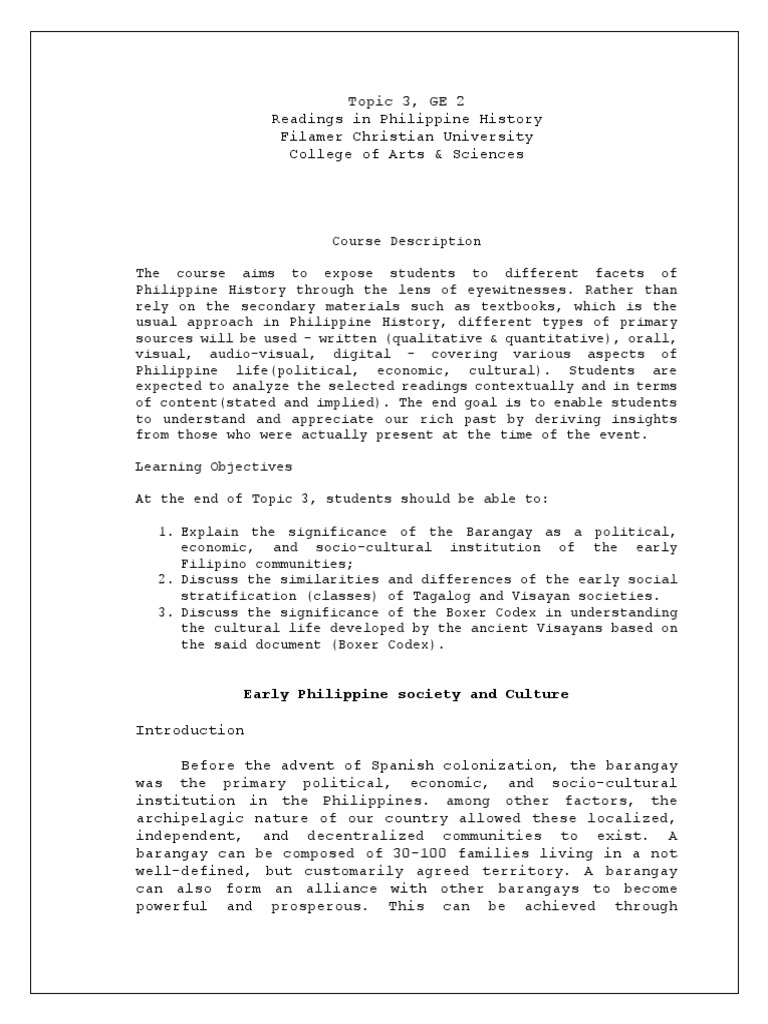 Topic 3 GE 2 | PDF | Philippines