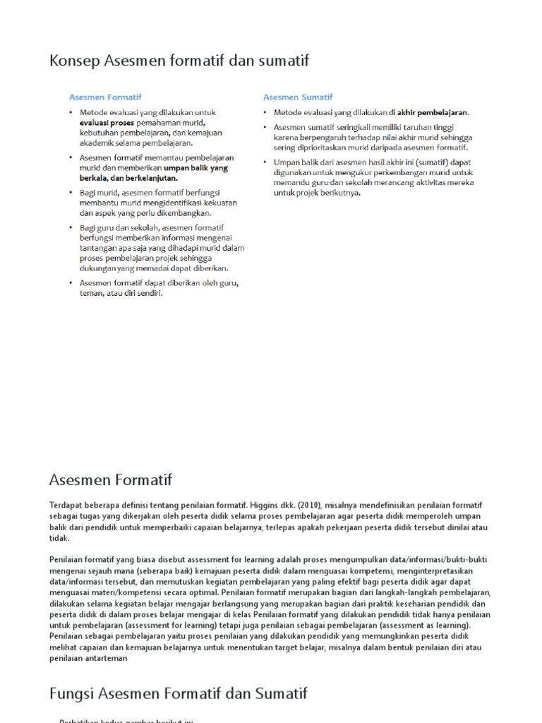 Fungsi Asesmen Formatif dan Sumatif | PDF | Karier & Perkembangan