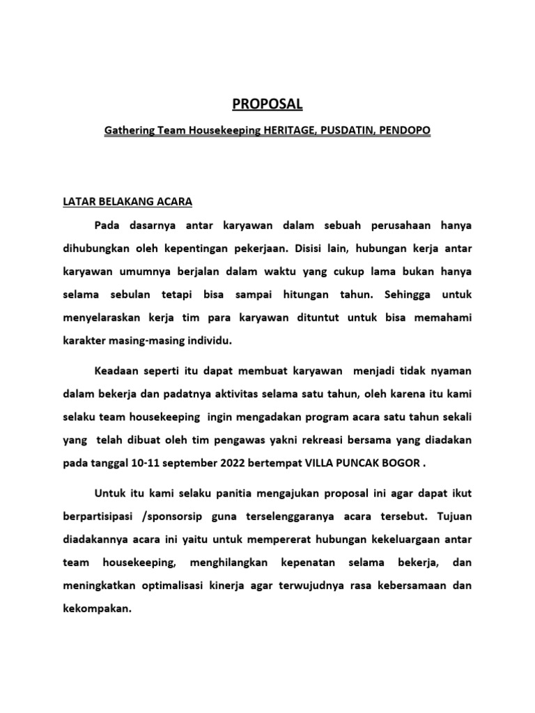 Proposal Jalan Jalan Ke Puncak 2022 | PDF