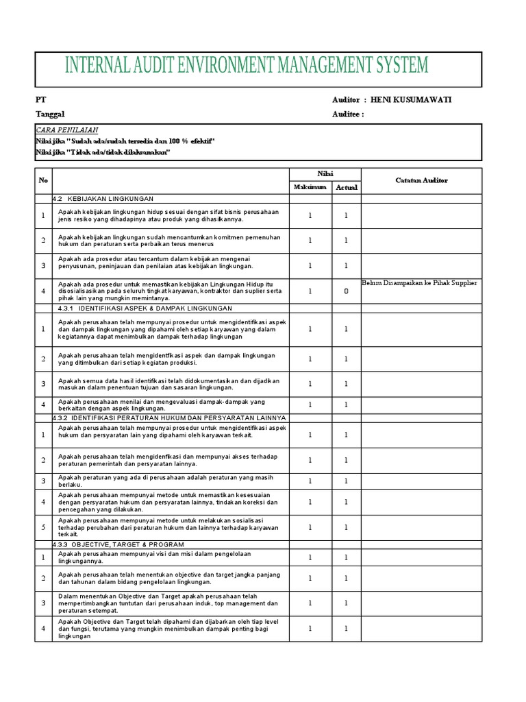 Internal Audit 140001 | PDF