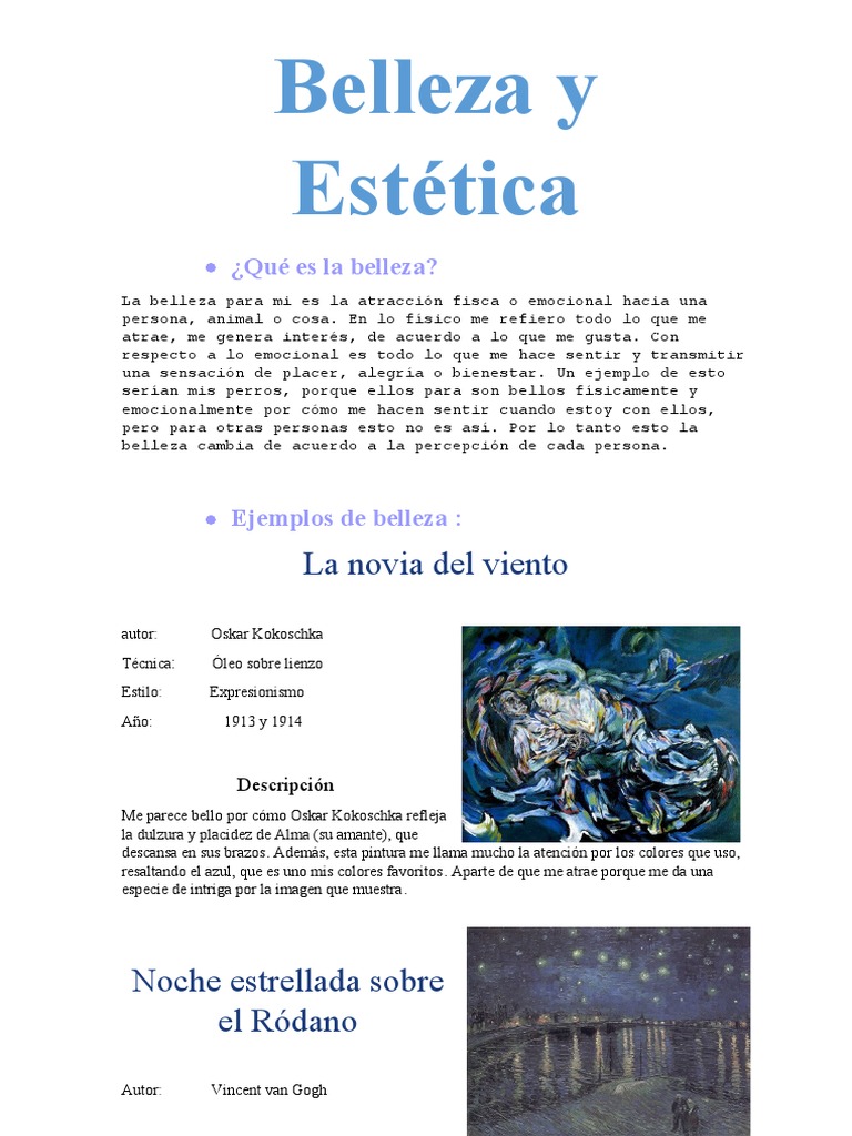 BELLEZA Y ESTÉTICA | PDF | Belleza | Impresionismo