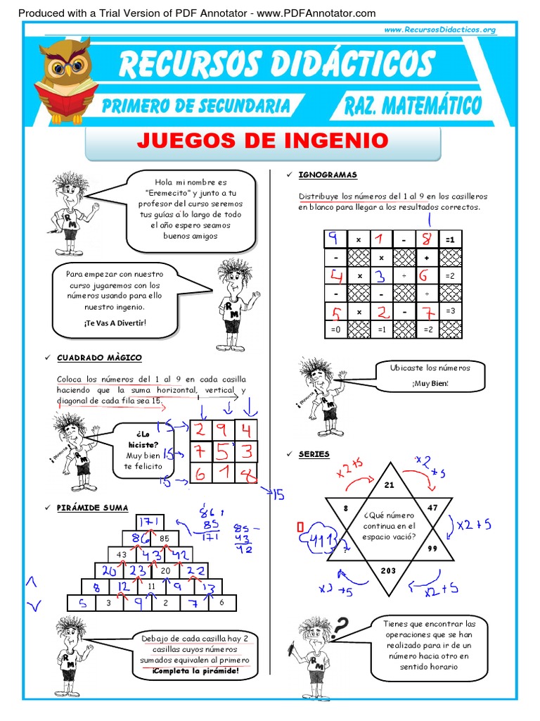 Juego de Ingenio (Resuelto) - Secundaria | PDF