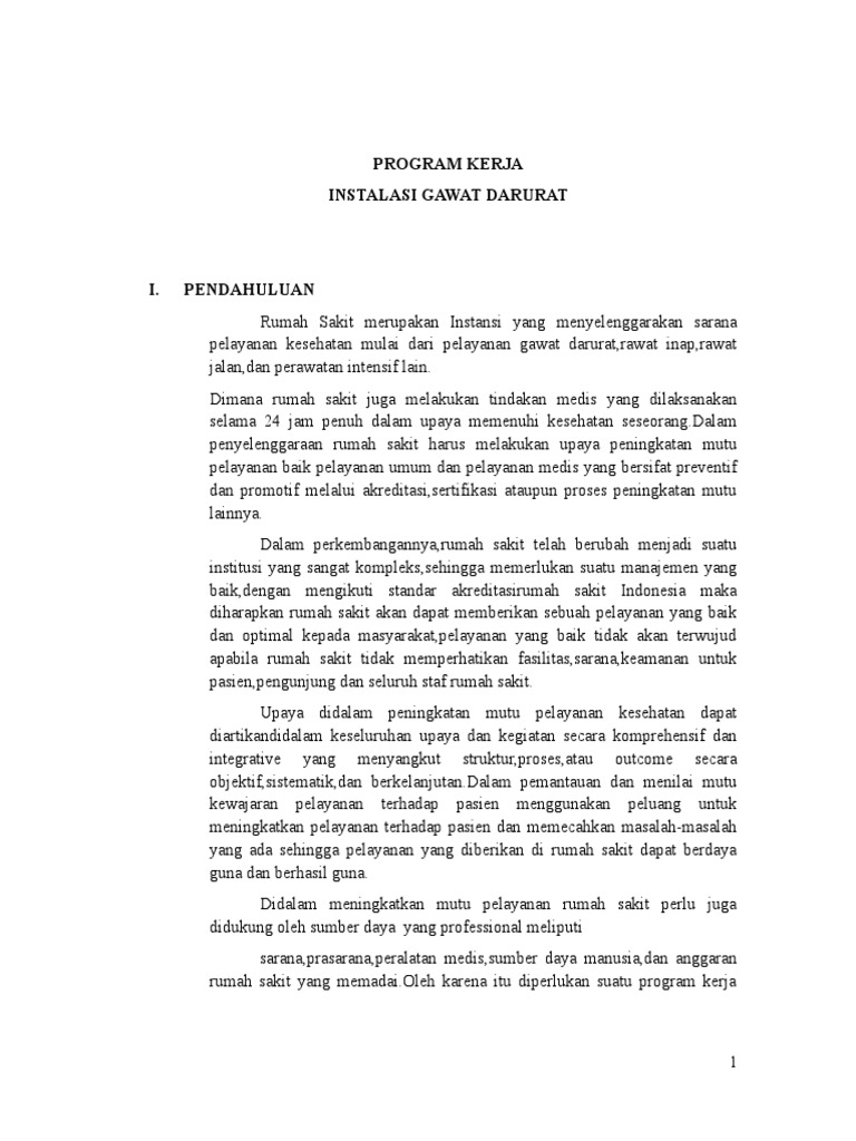 Program Kerja Igd Ponek | PDF