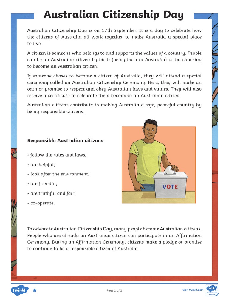 Australian Citizenship Day Differentiated Reading Comprehension ...
