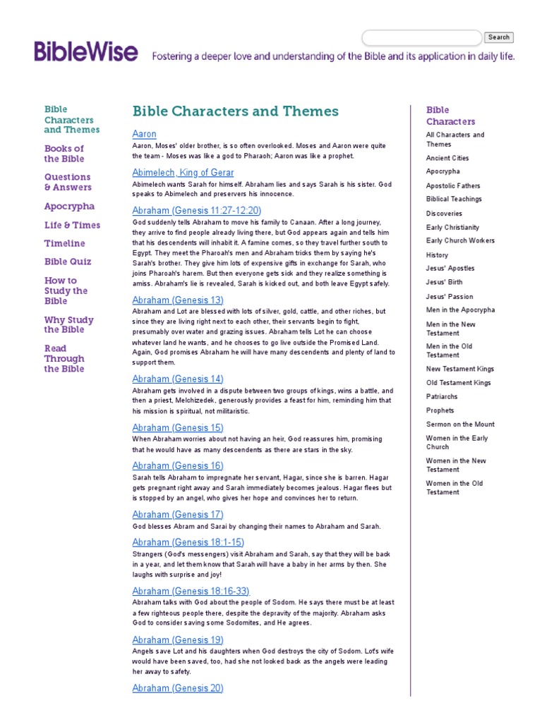 All Bible Characters - Bible Characters - Bible Study - BibleWise | PDF ...