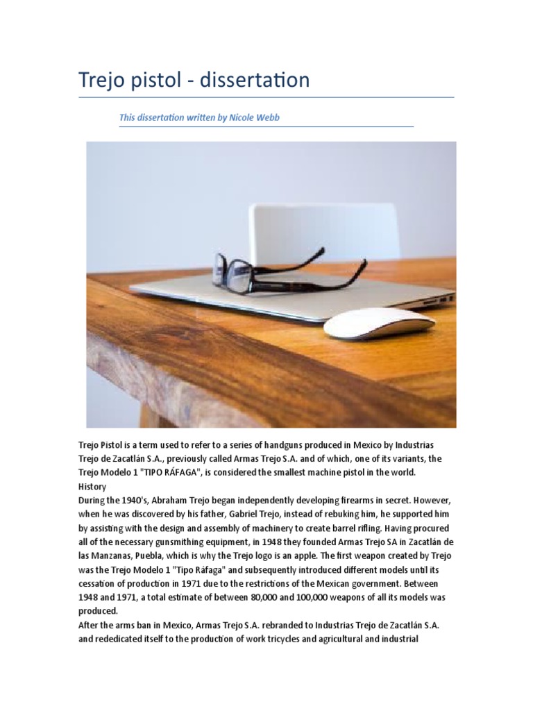 Trejo Pistol - Dissertation | PDF | Ammunition | Equipment