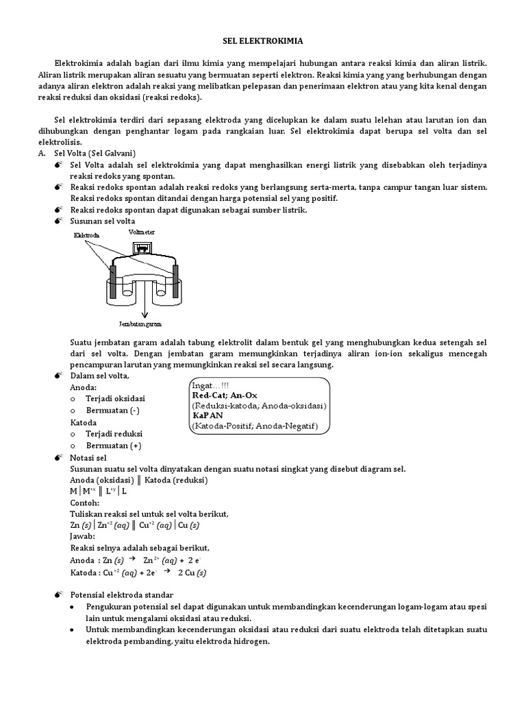 Modul SEL ELEKTROKIMIA - Edit | PDF