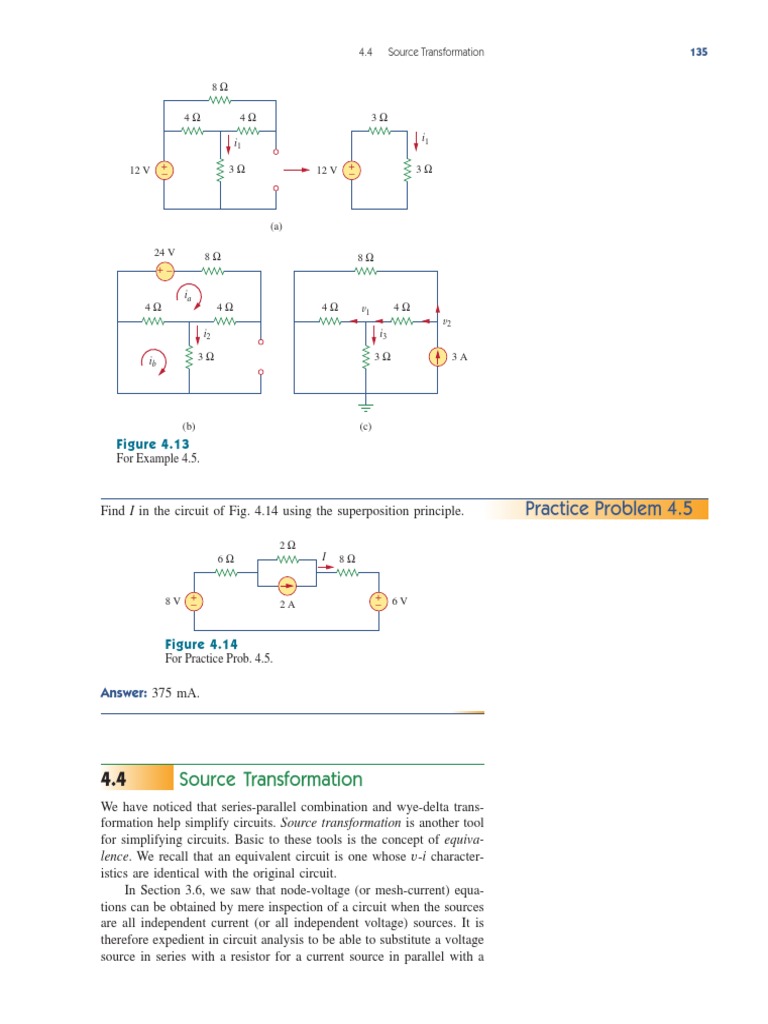 Chapter 4 Source Transformation and Thevenin Theorem | PDF | Electrical ...