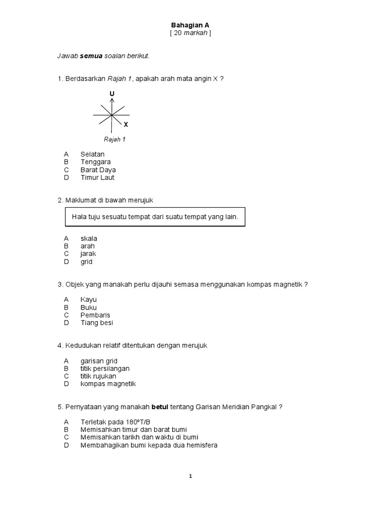 Soalan Geo Ting 1 PPT 2022 | PDF