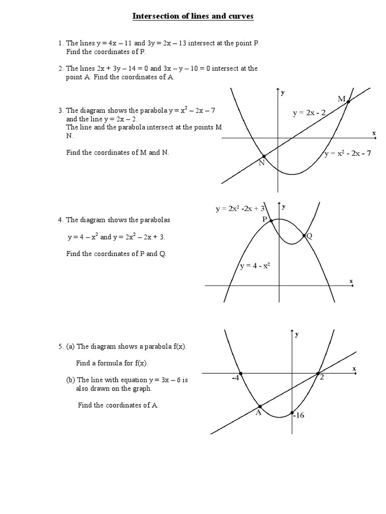 Intersection Points of Lines and Curves | PDF | Tangent | Analytic Geometry