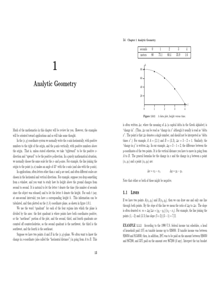 Calculus 01 Analytic Geometry 2up Pdf Cartesian Coordinate System