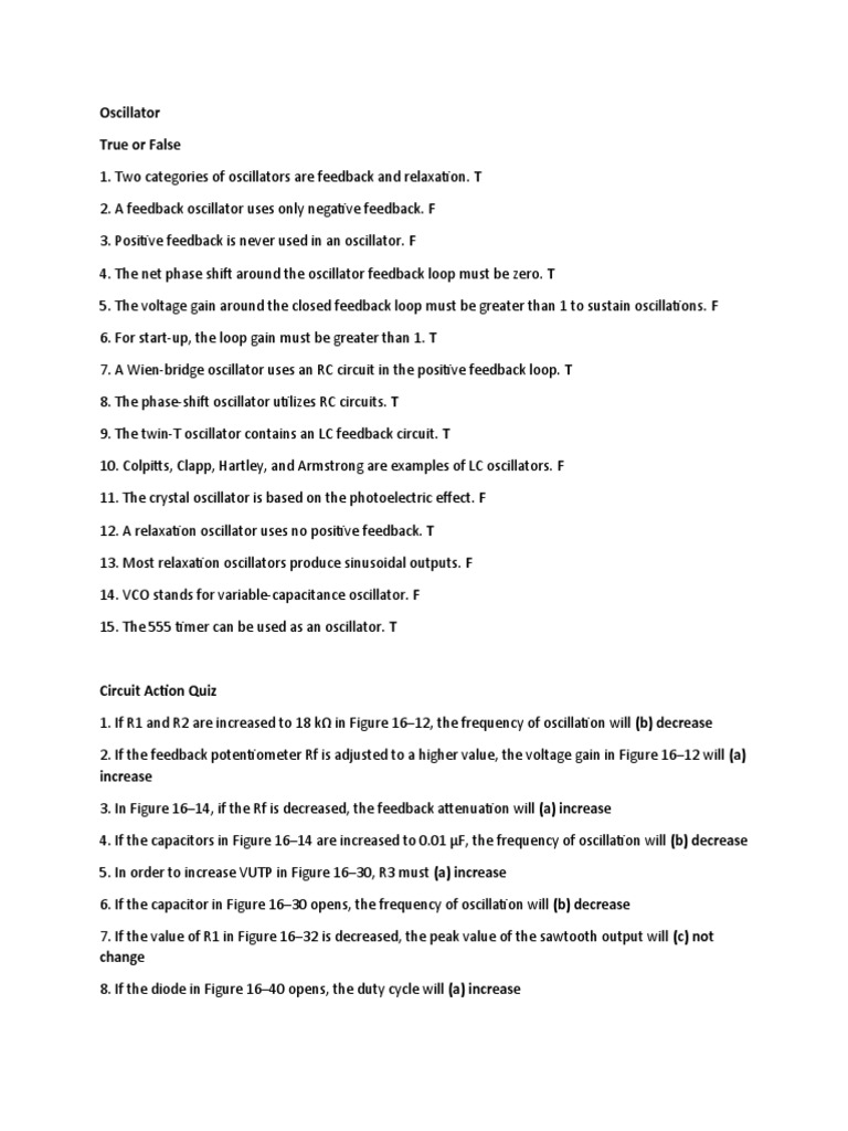 Answer Key | PDF | Electronic Oscillator | Electricity