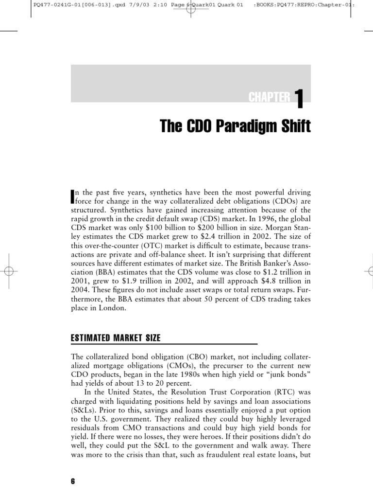 CDO Paradigm Shift - Excerpt | PDF | Collateralized Debt Obligation ...