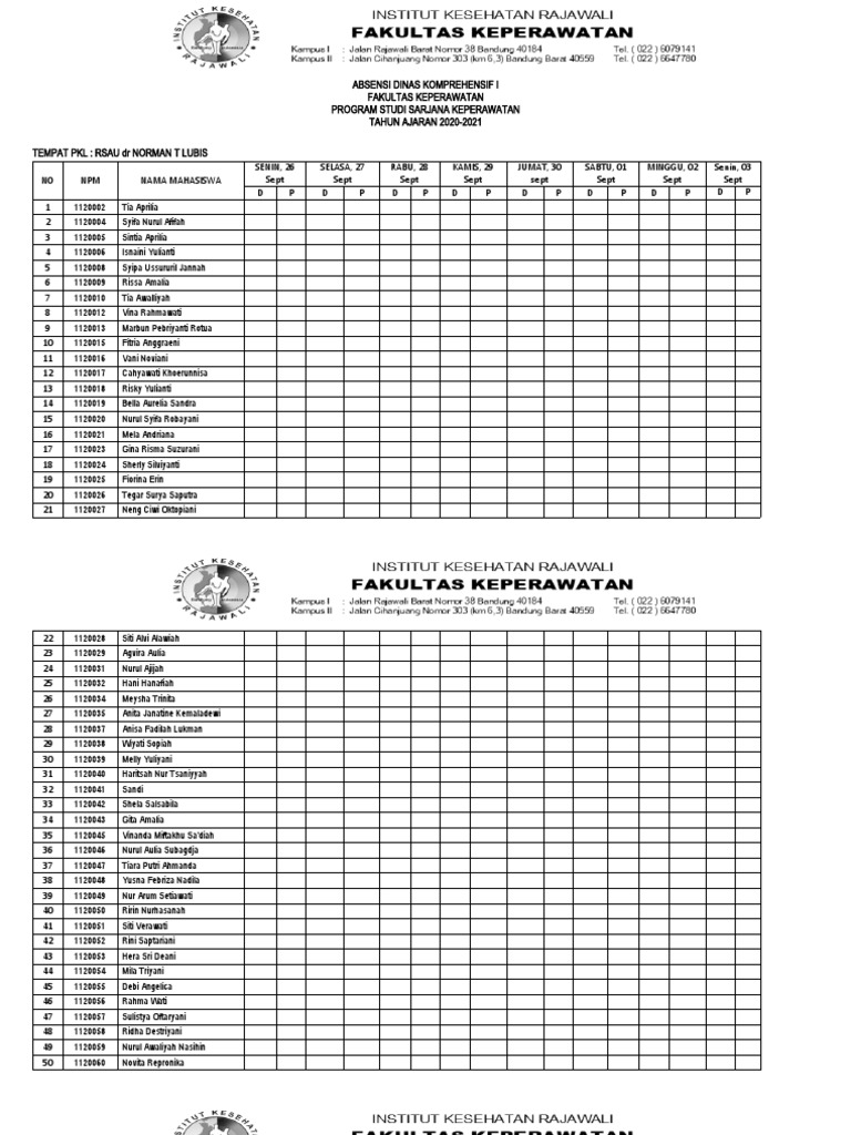 Absensi PKL 2022 Edit | PDF