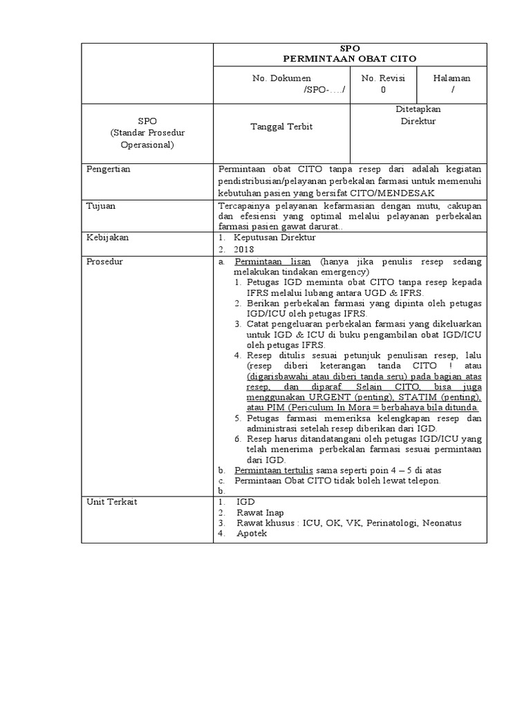 Spo Permintaan Obat Cito Up Load | PDF