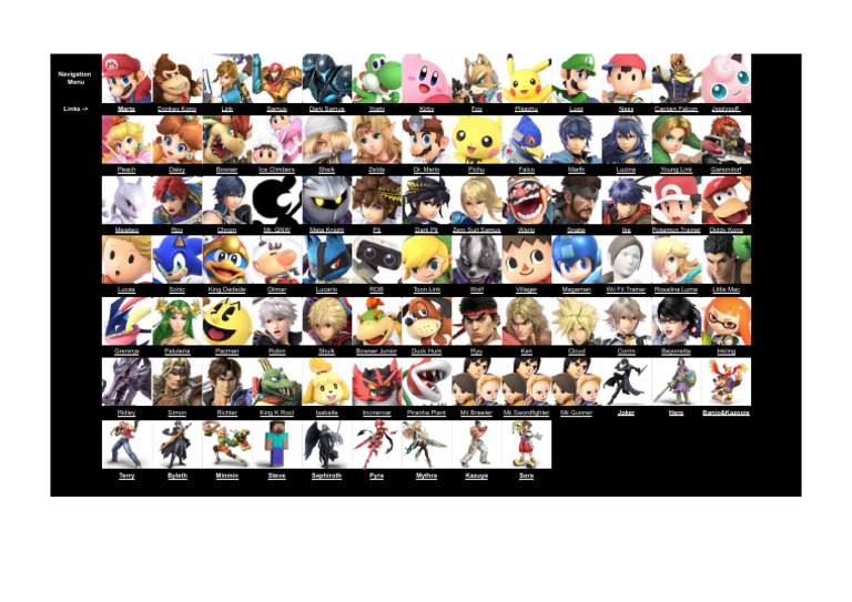 SSBU Matchup Notebook - CHARACTER SELECT | PDF
