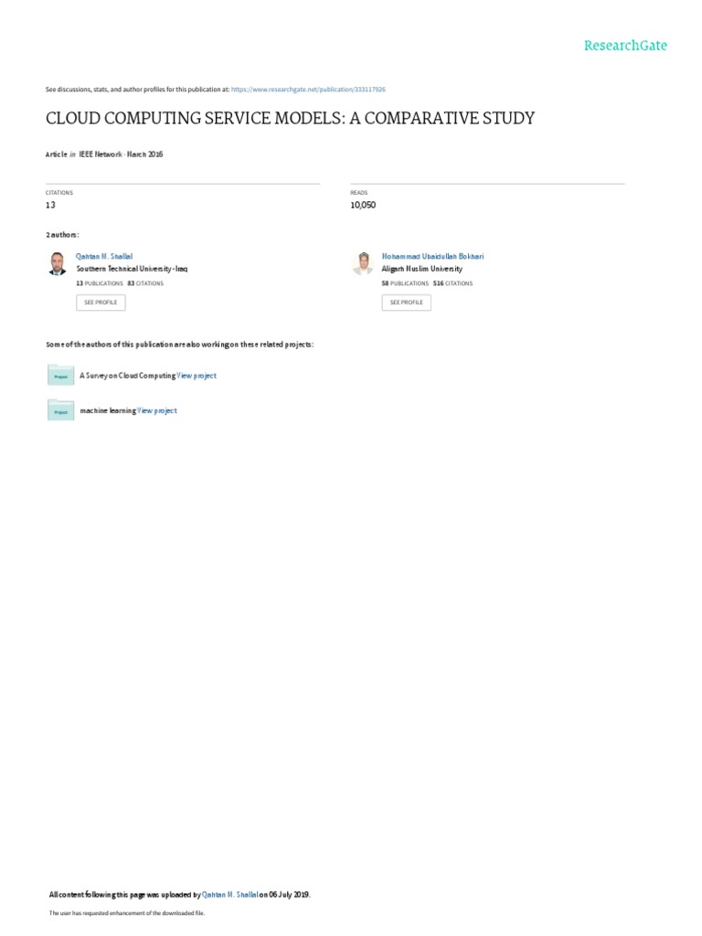 Cloud Computing Service Models A Comparative Study | PDF | Software As ...