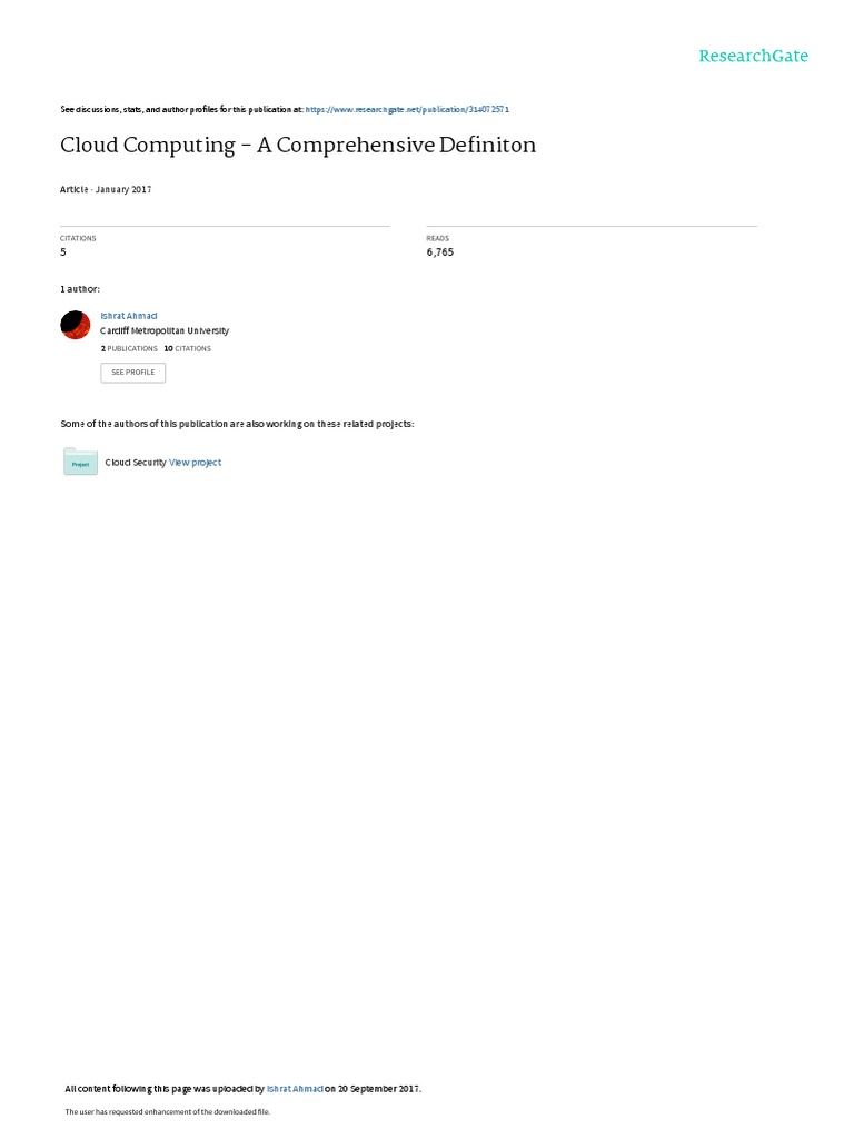 Ahmad Cloud Computing Definiton | PDF | Cloud Computing | Software As A Service