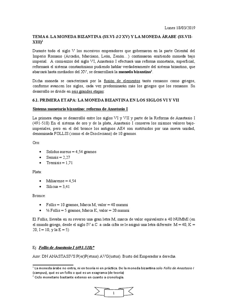 Moneda Bizantina: Historia y Tipos | PDF | imperio Bizantino | Al Andalus