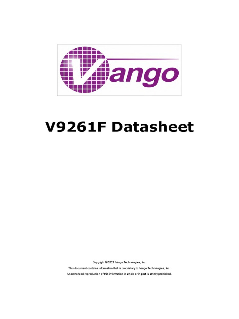 Vango Tech V9261F Datasheet | PDF | Analog To Digital Converter | Ac Power