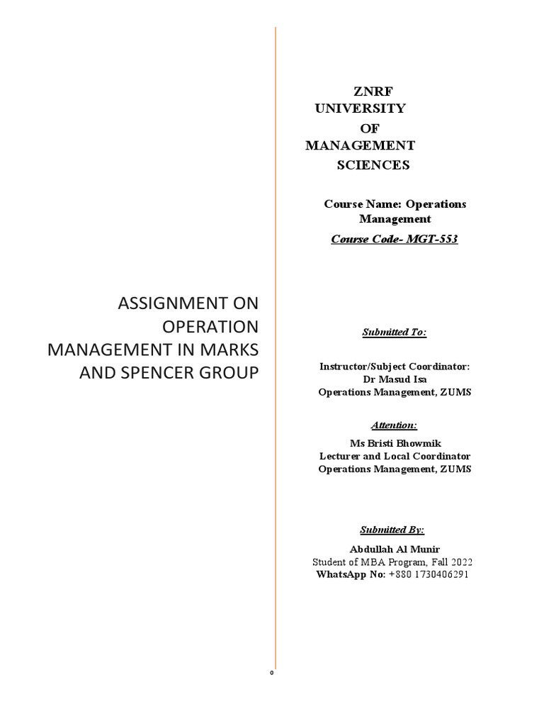 MGT 553 - Assignment, Abdullah Al Munir | PDF