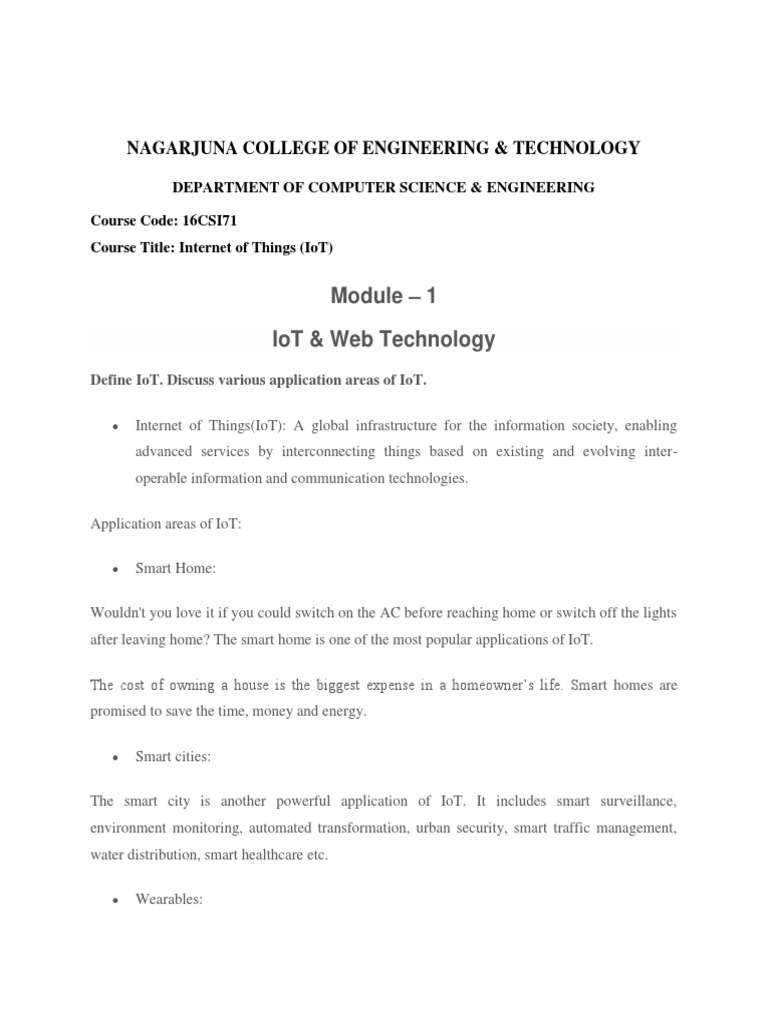 IoT Notes 5 Cse | PDF | Internet Of Things | Software Architecture
