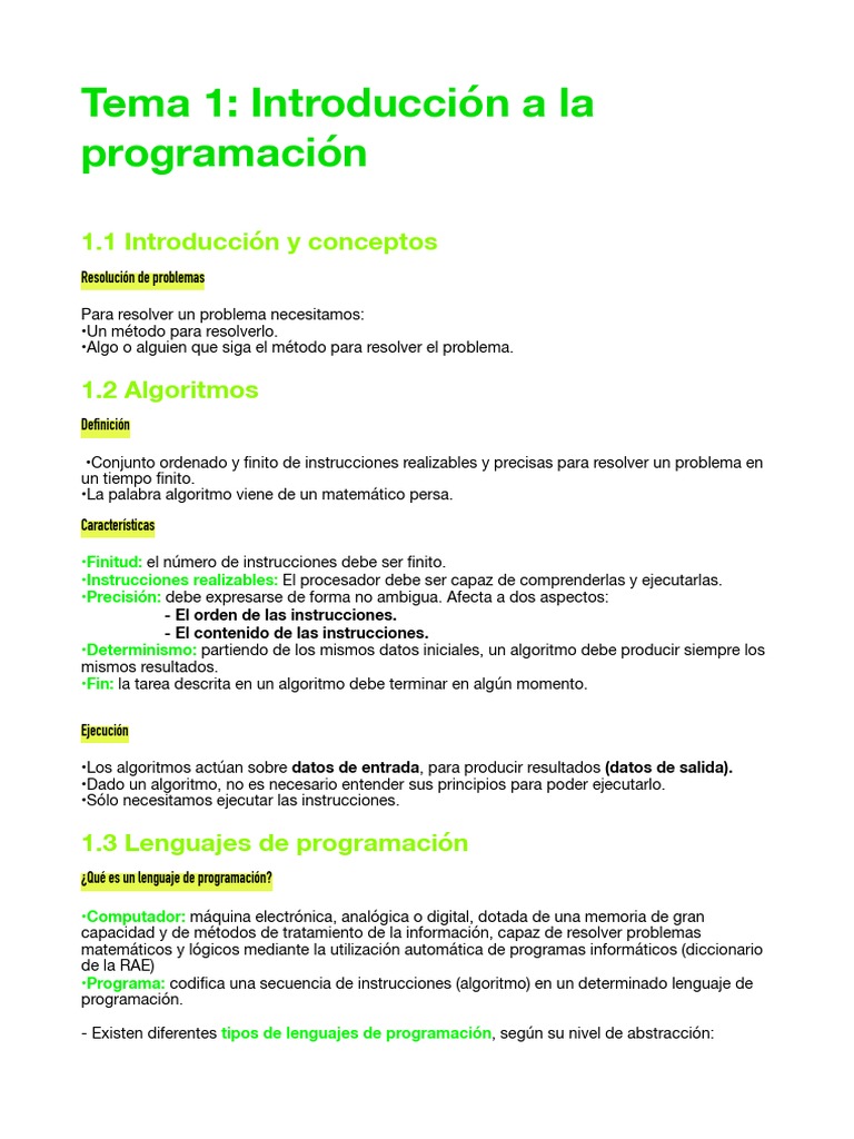 Introducción A La Programación T1 | PDF | Algoritmos | Lenguaje de programación