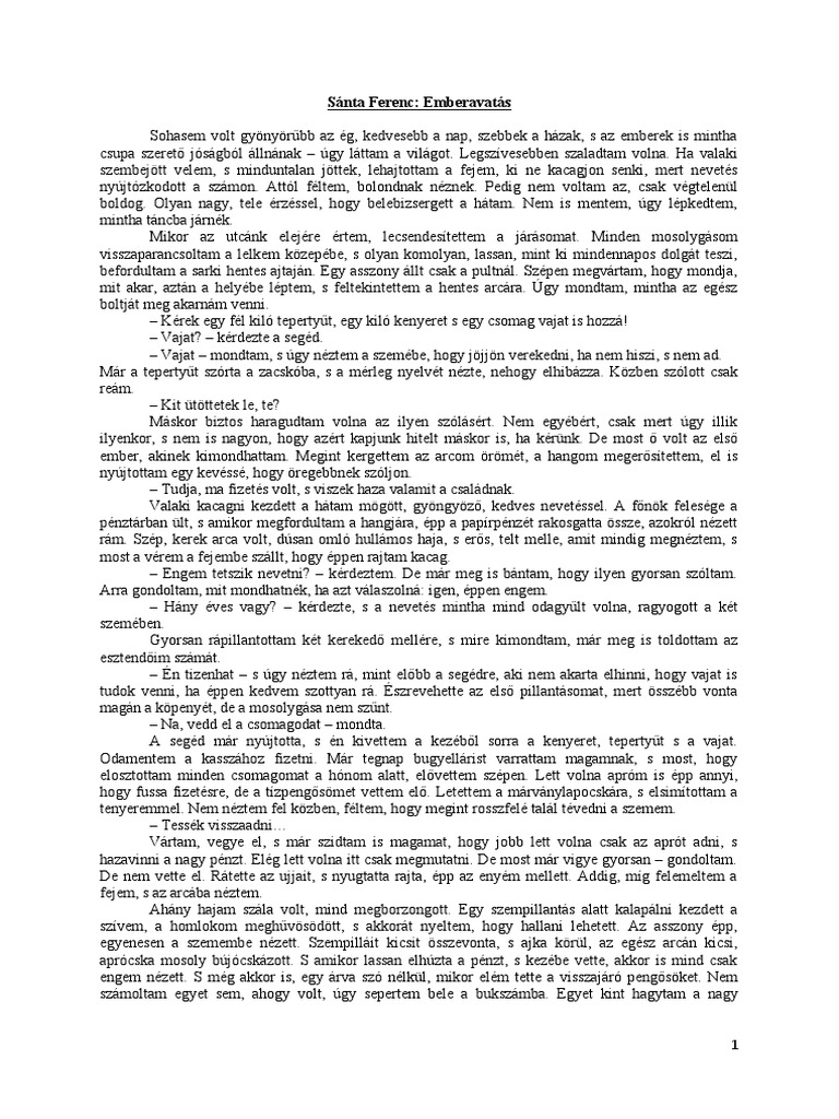 Santa Ferenc - Emberavatas - Szoveg | PDF