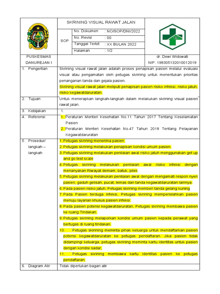 3.1 Sop Skrining Visual Rawat Jalan | PDF