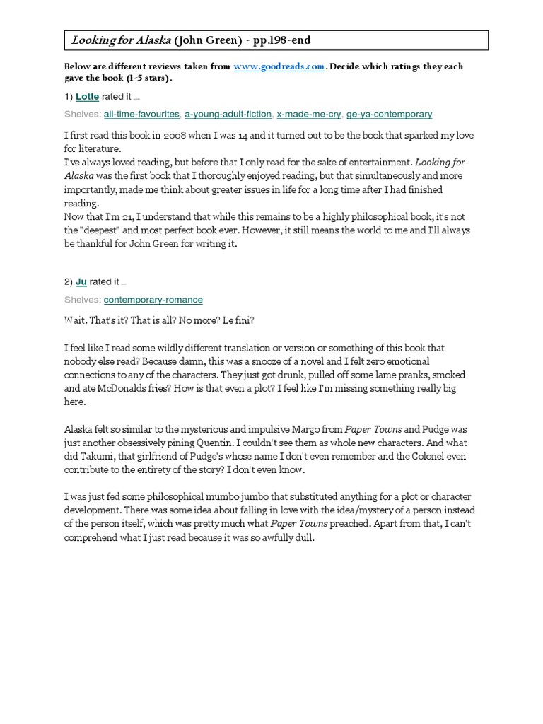 Looking For Alaska 198-End | PDF