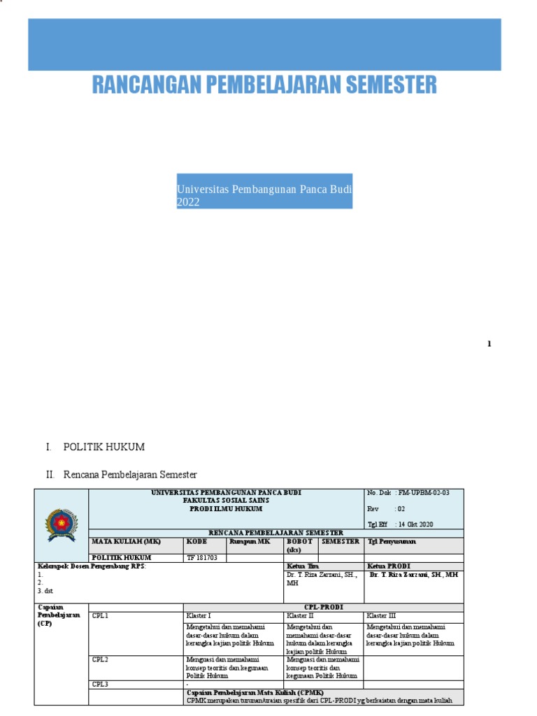 RPS Ilmu Hukum | PDF