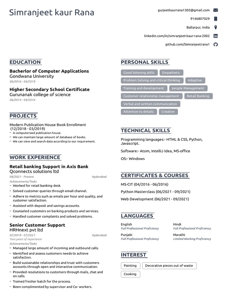 Simranjeet Kaur Rana - Profile Overview | PDF | Information Technology ...