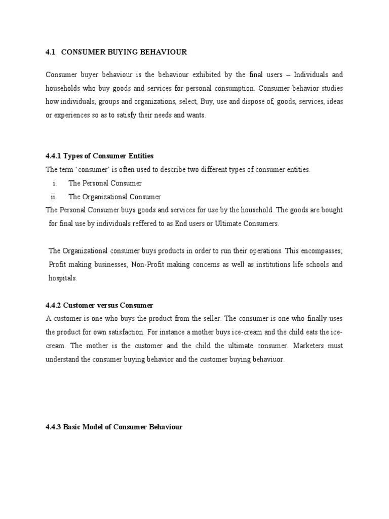 Consumer Buying Behaviour Pdf Behavior Consumer Behaviour